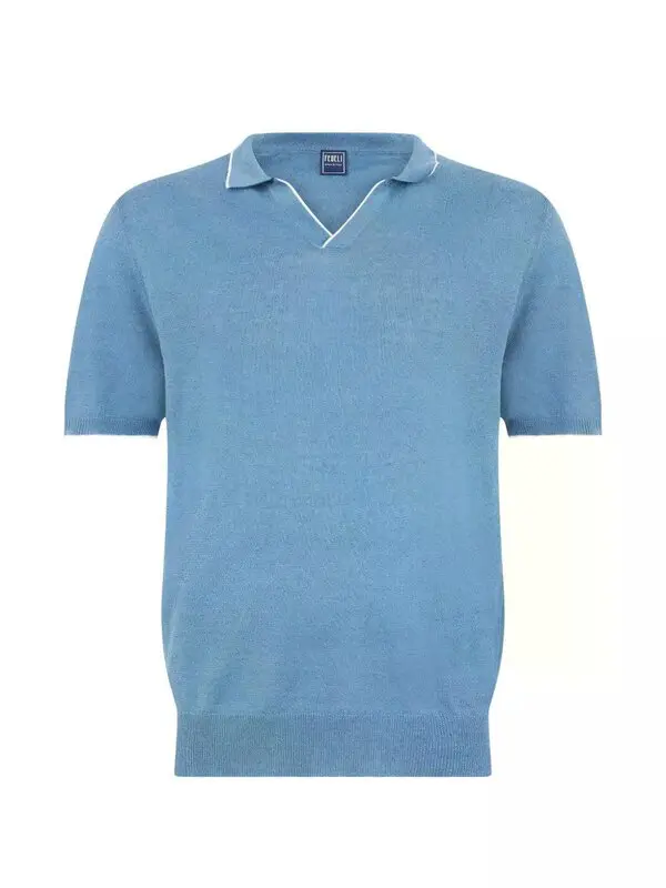 Fedeli Contrast-trim T-shirt - Blue