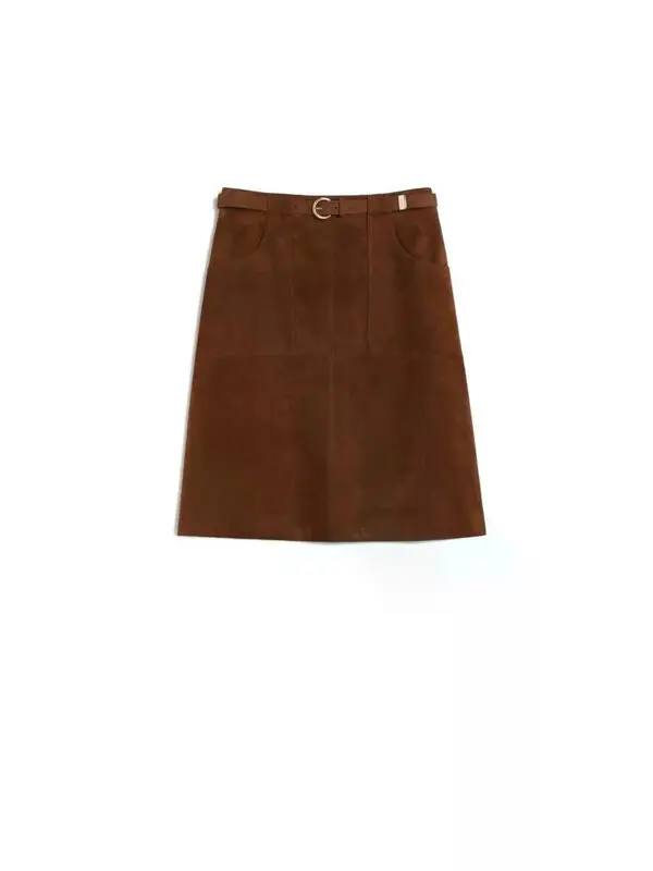 Max Mara Belted A-line Midi Skirt - Brown