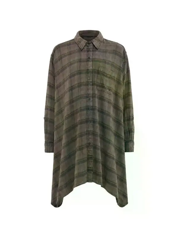 R13 Plaid Draped Shirt - Brown