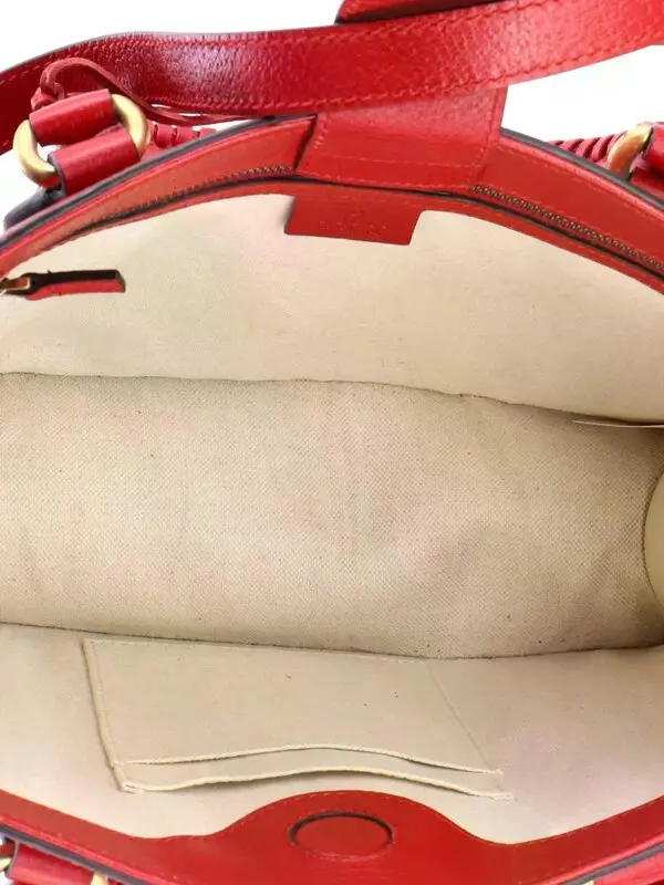 Gucci Animalier Web Top Handle Leather Medium Tote Bag