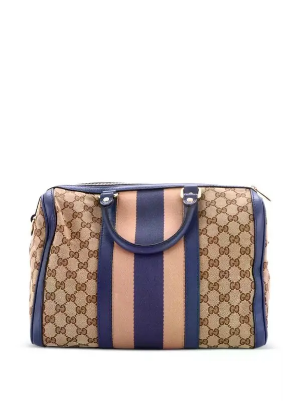 Gucci Vintage Web Boston Bag Gg Canvas Medium Satchel