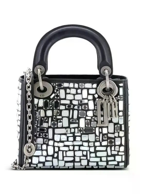 Dior Lady Chain Bag Leather And Mirror Mosaic Mini Shoulder Bag - Black
