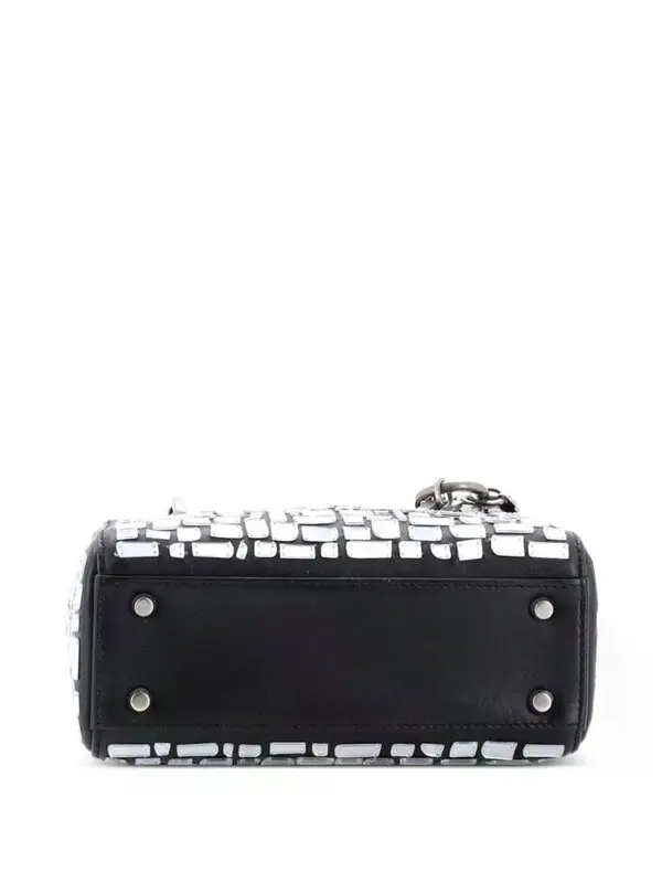 Dior Lady Chain Bag Leather And Mirror Mosaic Mini Shoulder Bag - Black