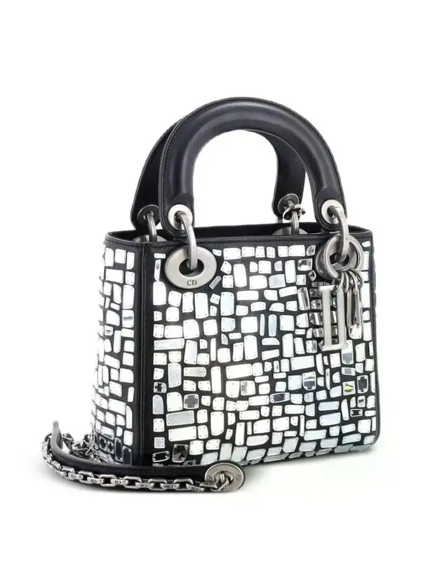 Dior Lady Chain Bag Leather And Mirror Mosaic Mini Shoulder Bag - Black