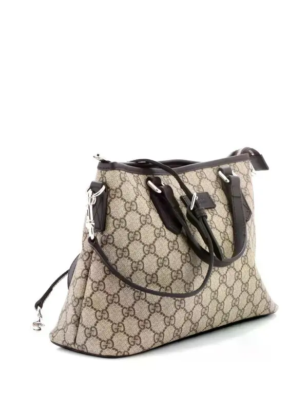 Gucci Convertible Zip Gg Coated Canvas With Leather Small Tote Bag