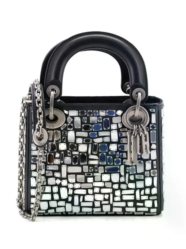 Dior Lady Chain Bag Leather And Mirror Mosaic Mini Shoulder Bag - Black