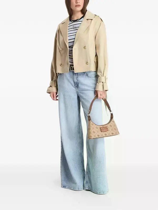 Guess Double-breasted Belted Cropped Trenchcoat - Neutrals