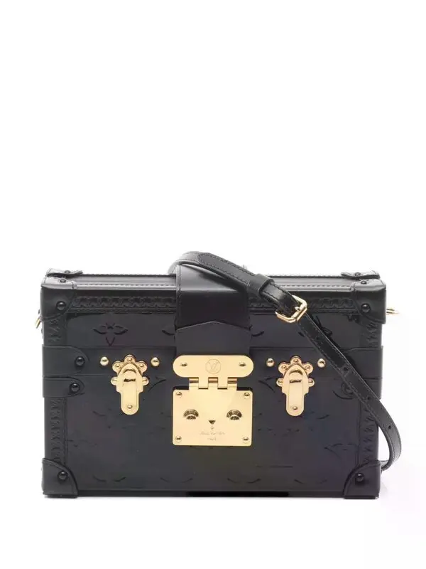 LOUIS VUITTON Petite Malle Monogram Vernis Shoulder Bag - Black
