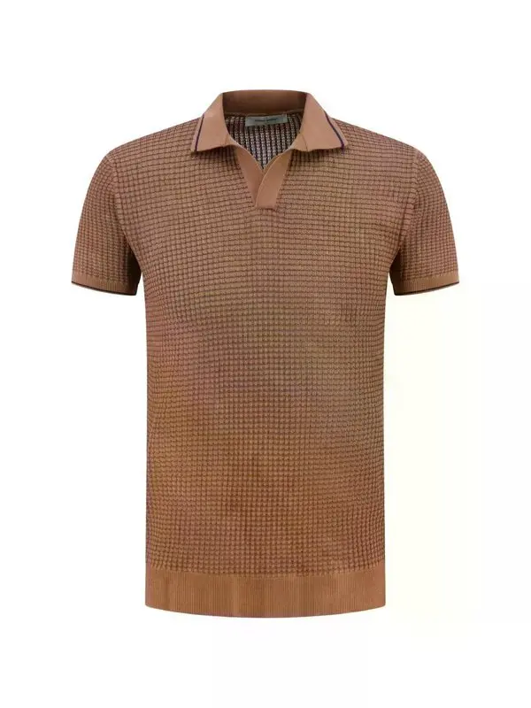 GRAN SASSO Waffle-knit Short-sleeve Polo Shirt