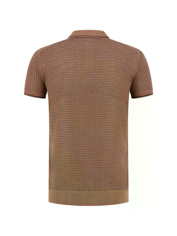 GRAN SASSO Waffle-knit Short-sleeve Polo Shirt
