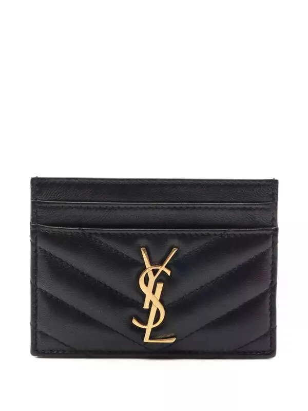 Saint Laurent 2020s Monogram Quilted Card Holder - Black
