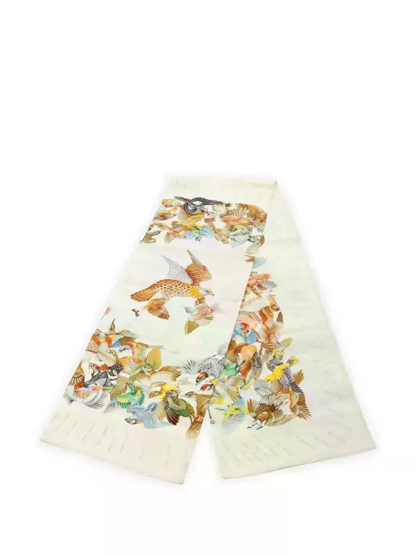 Hermès L'intrus Bird-print Scarf - Neutrals