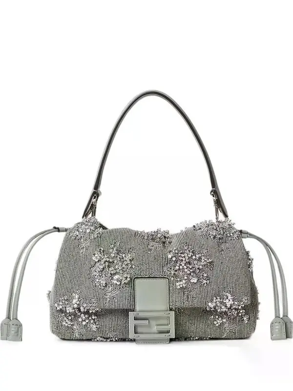 Fendi Floral-embellished Shoulder Bag - Green