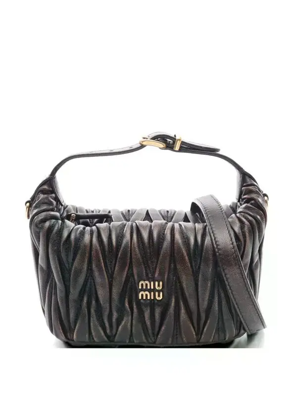 Miu Miu Matelassé Leather Handbag - Brown