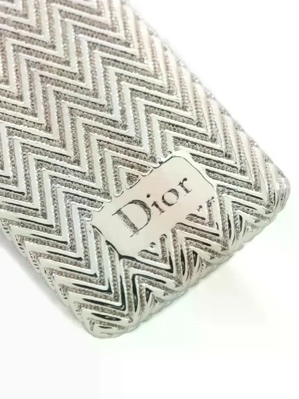 Dior Guilloché Logo Plate Pendant Necklace