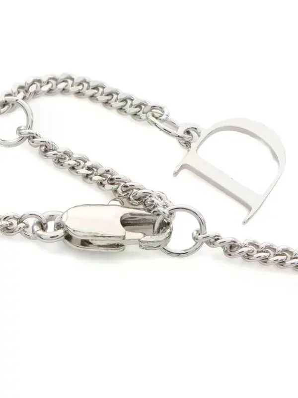 Dior Guilloché Logo Plate Pendant Necklace