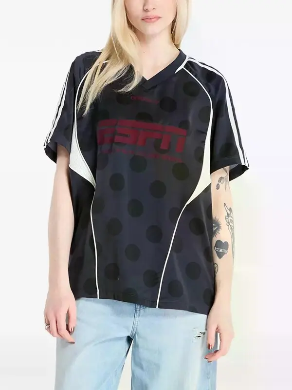 Adidas Polka-dot Mesh-panel T-shirt - Grey