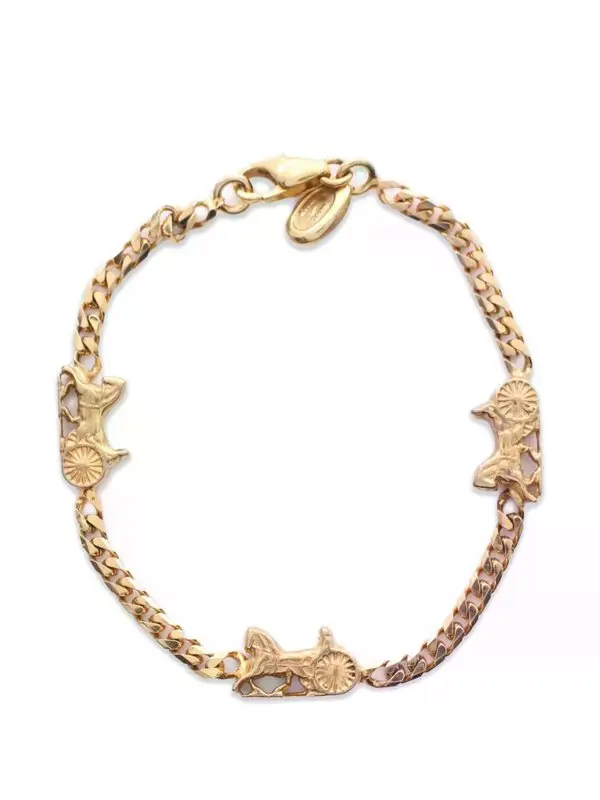 Celine Tone Curb Chain Bracelet With Carriage Motif - Gold