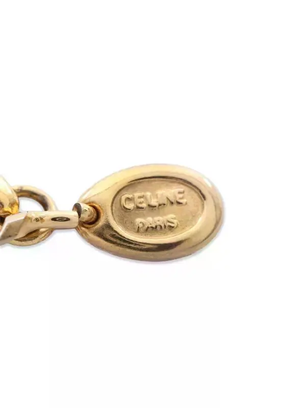 Celine Tone Curb Chain Bracelet With Carriage Motif
