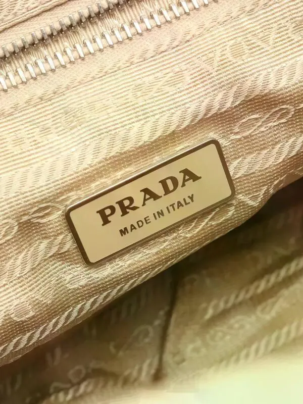 Prada Light Beige Logo Plate Cross Body Bag