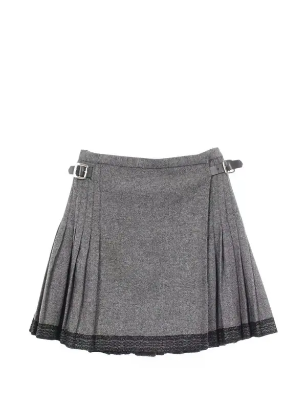 Dior Pleated Lace-trim Skirt - Grey