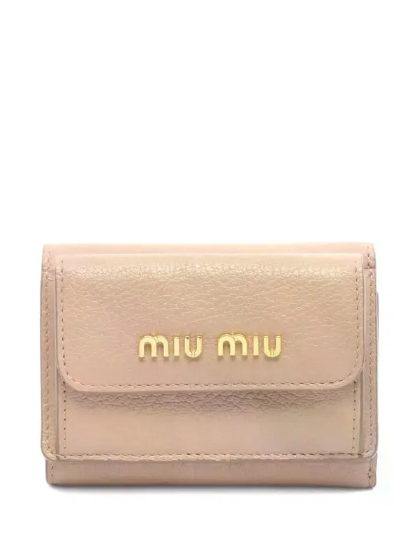 Miu Miu 2010s Madras Trifold Wallet - Neutrals