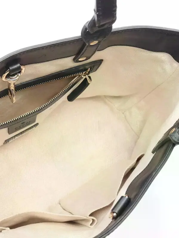 Gucci Leather Gg Supreme Tote Bag - Black