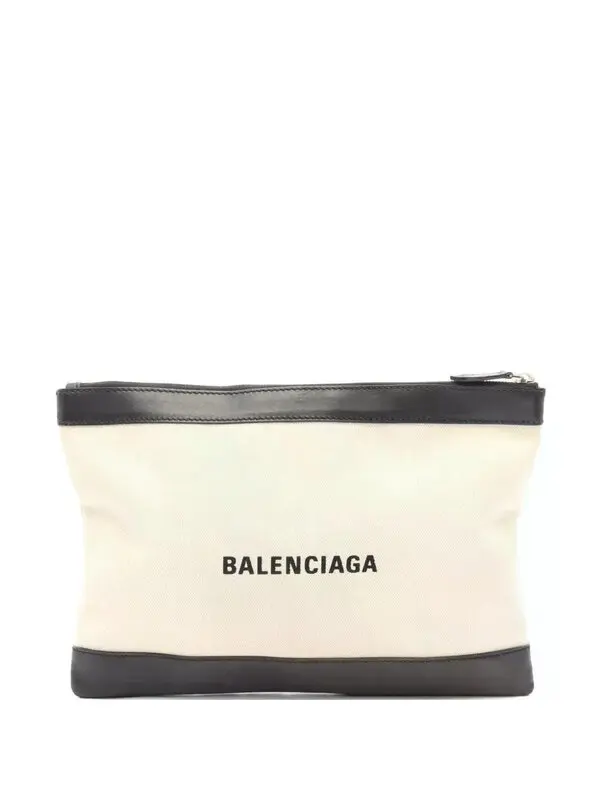 Balenciaga Medium Navy Clip Clutch Bag - Neutrals
