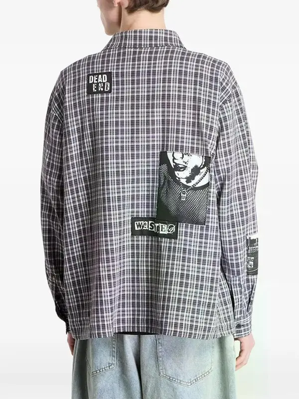 WASTED Check-print Patch-detail Shirt