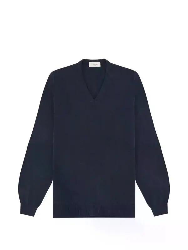 PIACENZA CASHMERE 1733 V-neck Cashmere Sweater - Blue