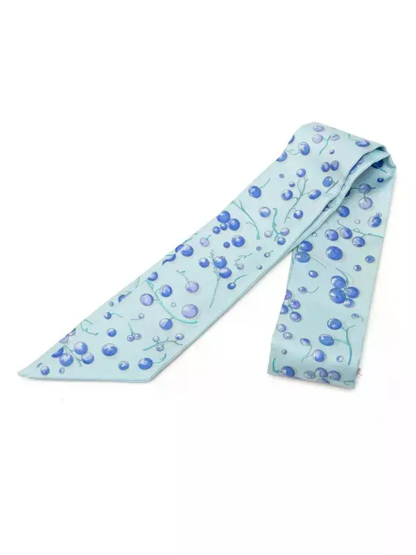 Hermès 1990-2010 Red Berries Silk Twilly Scarf Scarves - Blue