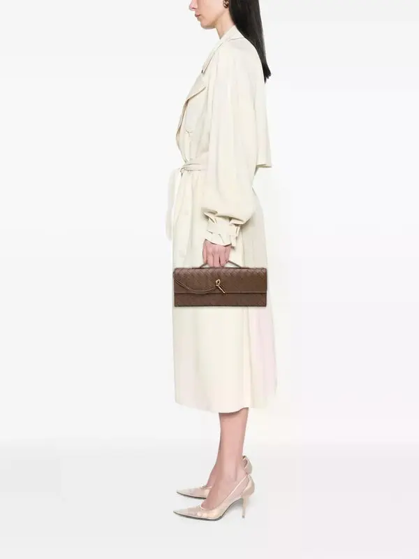 Bottega Veneta Lambskin Intrecciato Andiamo Clutch Bag - Brown