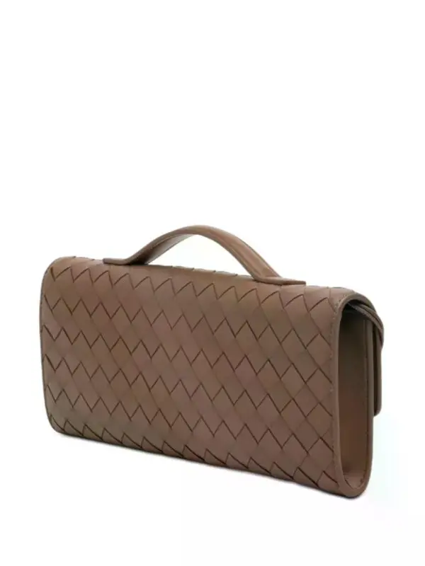 Bottega Veneta Lambskin Intrecciato Andiamo Clutch Bag - Brown