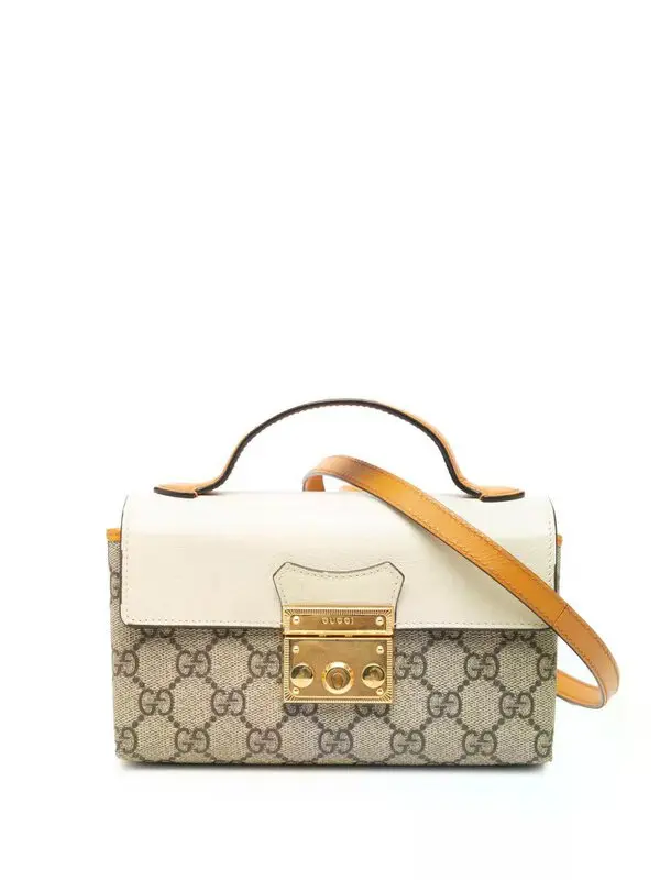 Gucci Mini Gg Supreme Padlock Satchel - Neutrals