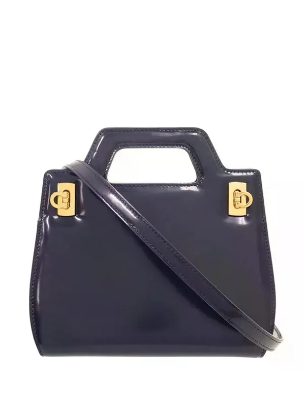 FERRAGAMO Mini Brushed Calfskin Wanda Top Handle Bag Satchel - Blue
