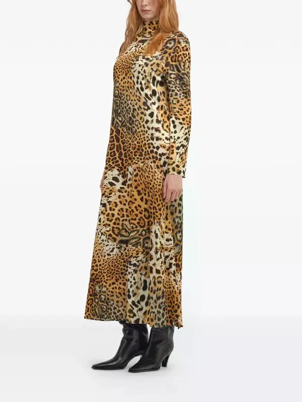 Roberto Cavalli Leopard-print High-neck Dress