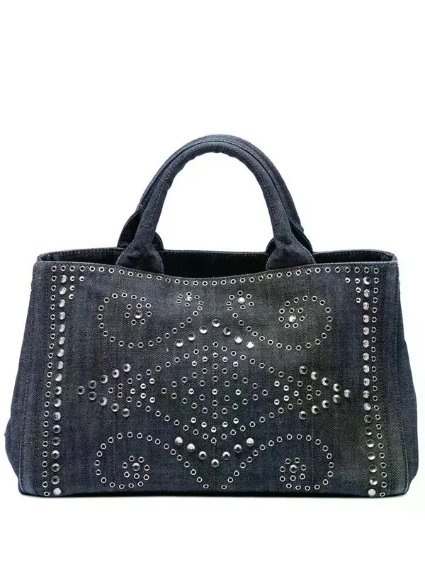 Prada Canapa Logo Studded Satchel