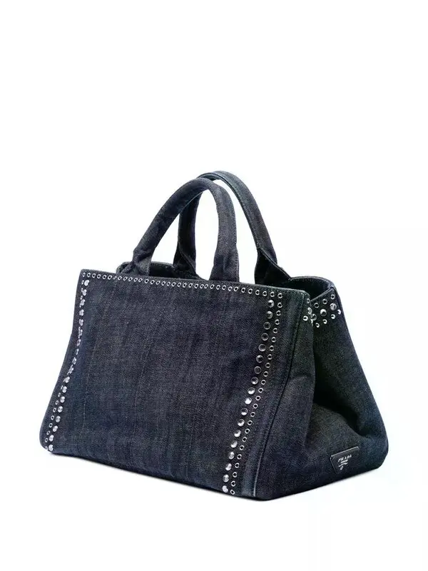 Prada Canapa Logo Studded Satchel