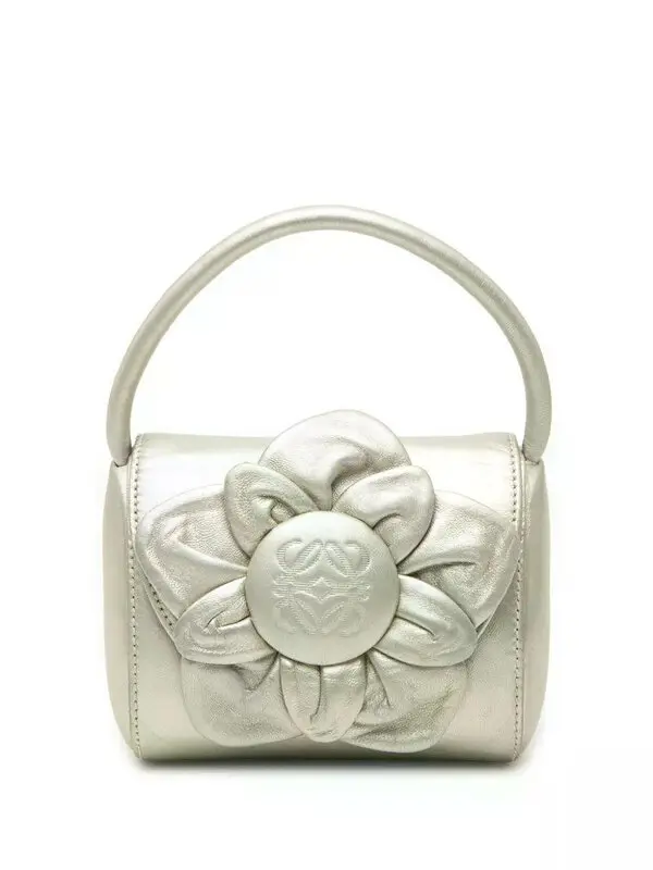 Loewe Metallic Leather Anagram Flower Handbag