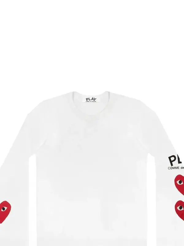 Play Comme Des Garcon Heart Print Long Sleeve T-shirt - White