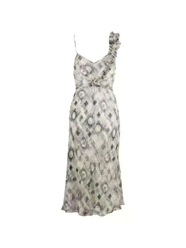 Dries Van Noten Sleeveless V-neck Dress With Ruffled Straps
