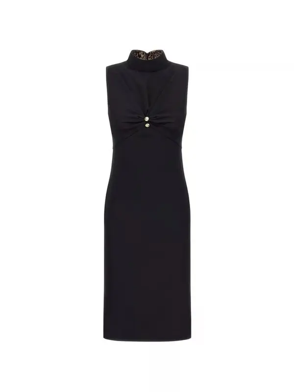 Roberto Cavalli High-neck Midi Dress - Black