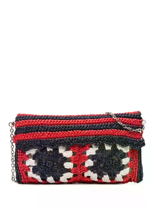 Miu Miu Multicolor Raffia Crochet Wallet On Chain Crossbody Bag - Multicolour