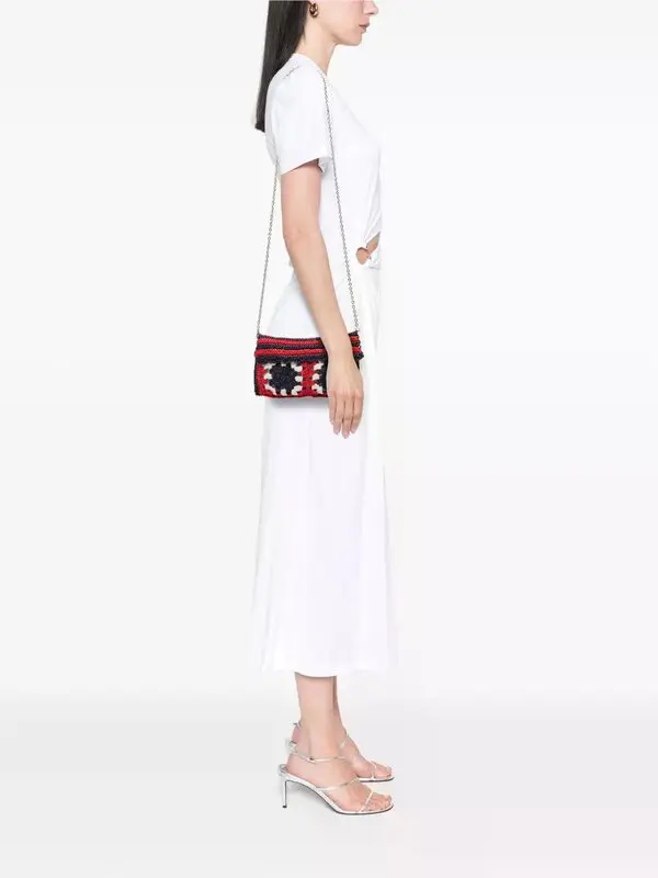 Miu Miu Multicolor Raffia Crochet Wallet On Chain Crossbody Bag