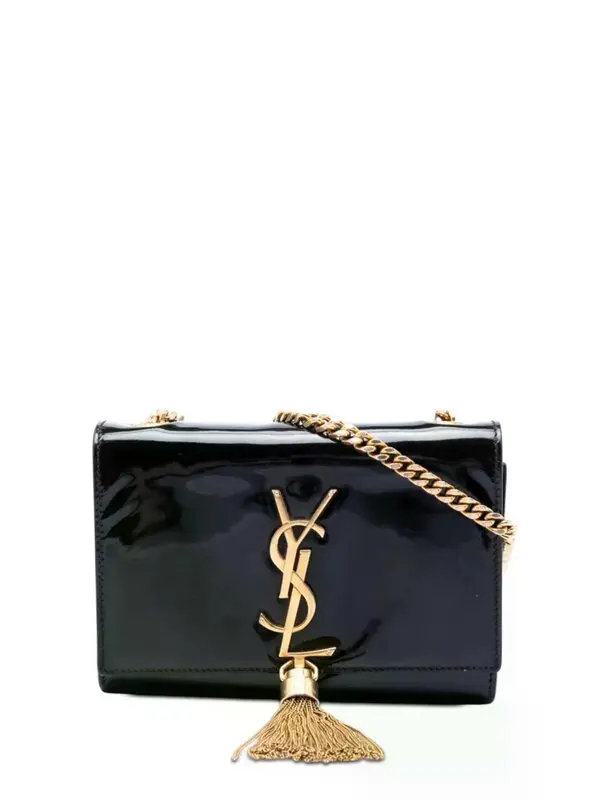 Saint Laurent Small Patent Monogram Kate Tassel Crossbody Bag - Black