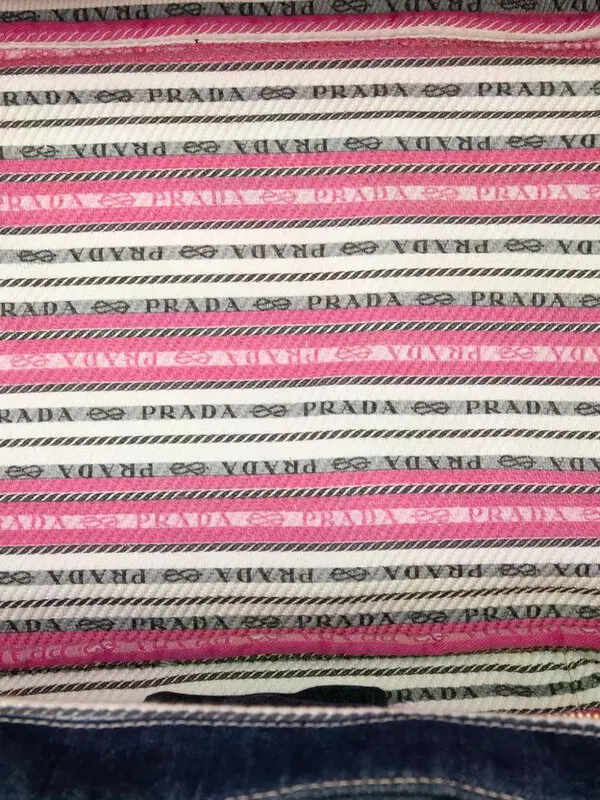 Prada Denim Canapa Logo Tote Bag