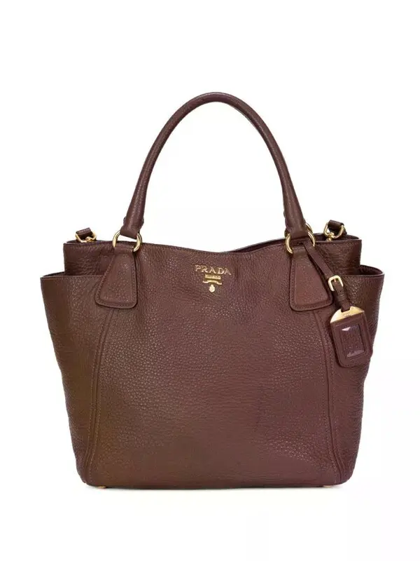 Prada Side-pocket Leather Tote Bag