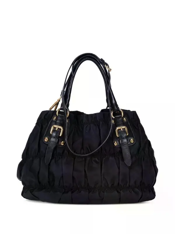 Prada Ruched Buckle Detail Tote Bag