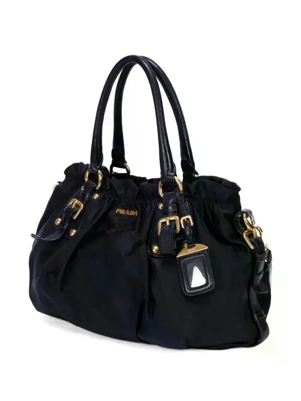 Prada Tessuto Gaufre Shoulder Bag - Black