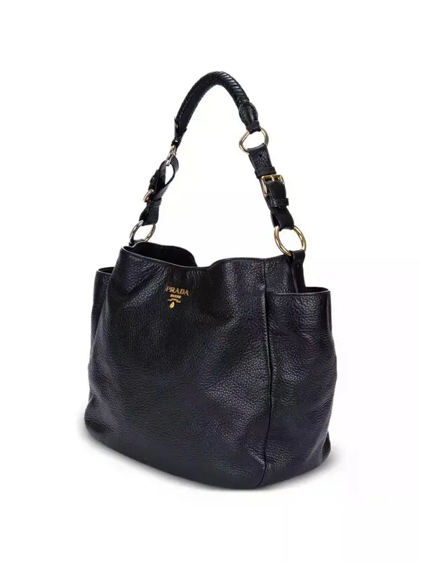 Prada Grained Leather Side Pocket Shoulder Bag